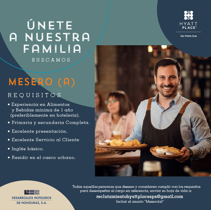Nuevas oportunidades de empleo: MESERO en GHL HOTELES